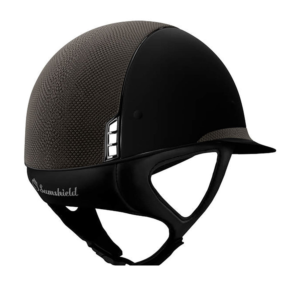 Samshield V1 Miss Shield Black Shadowmatt Riding Hat with Taupe Lizard ...