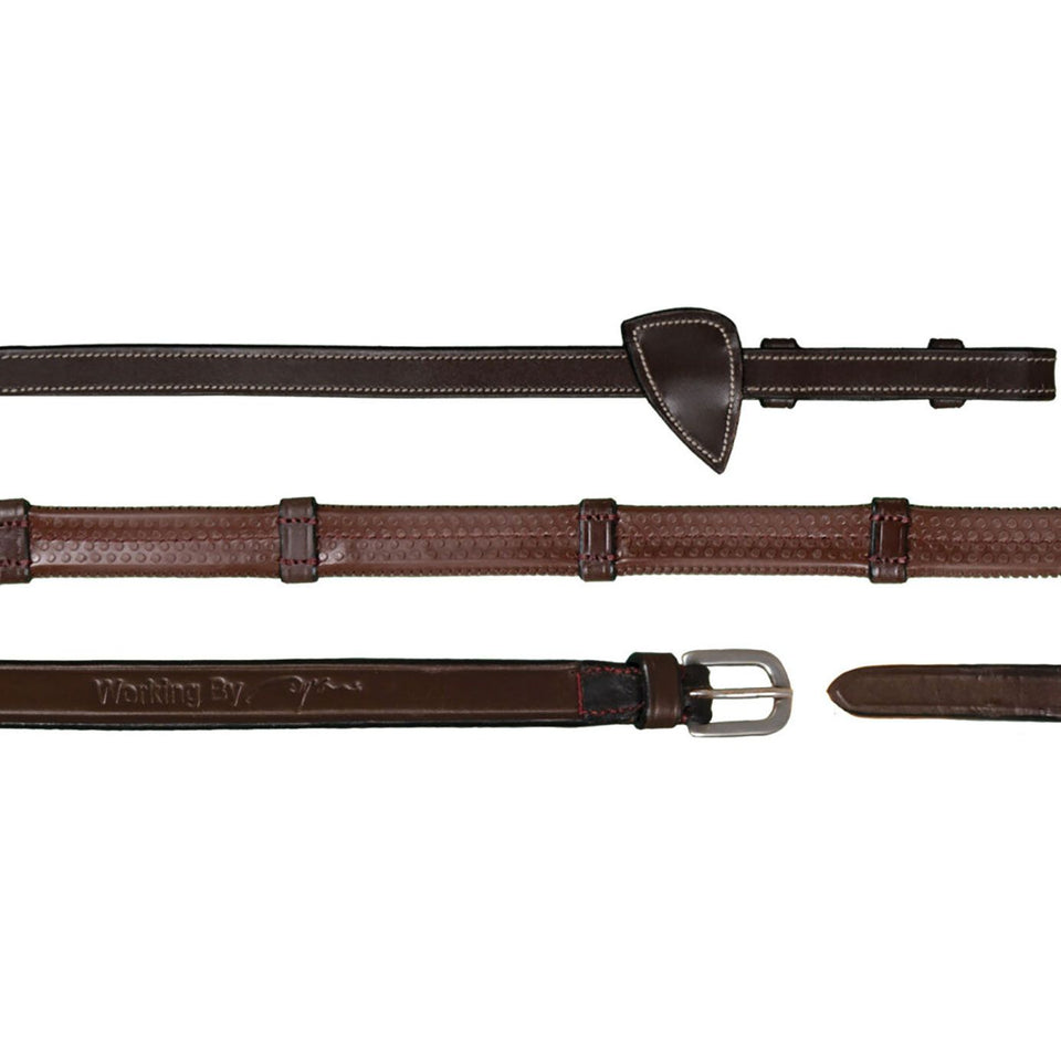 Dy'on Working Collection 1/2in Rubber Reins with Loops - Brown ...