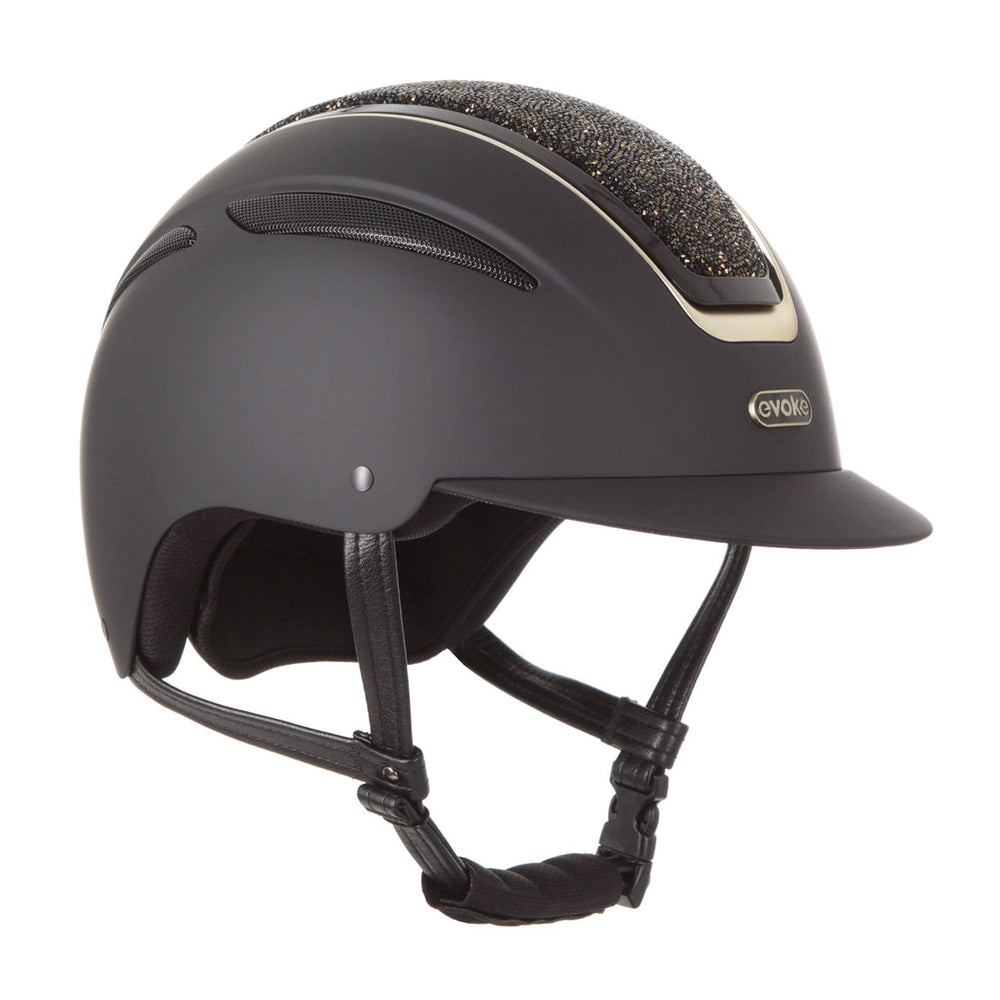Evoke Callisto Classic Peak Horse Riding Hat | Black & Gold Crystal ...