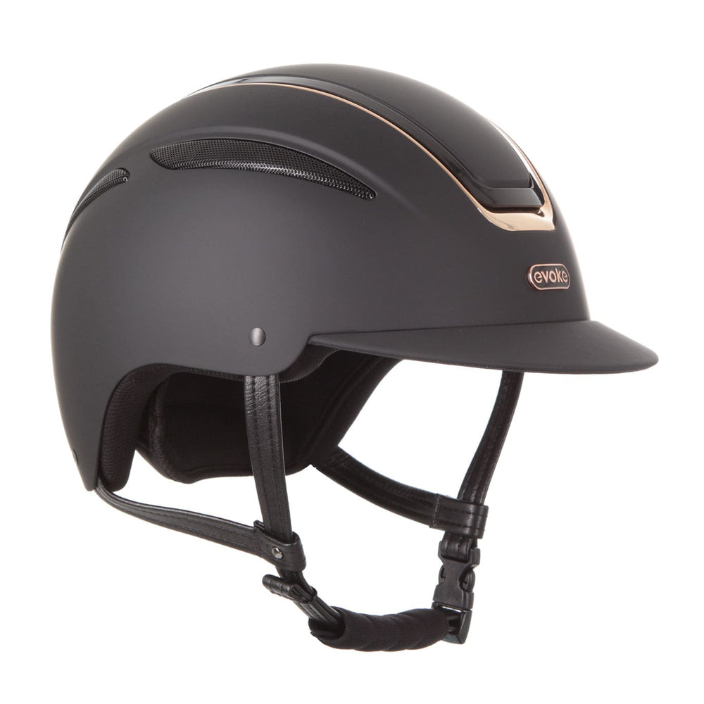Evoke Callisto Classic Peak Horse Riding Hat | Black & Rose Gold ...
