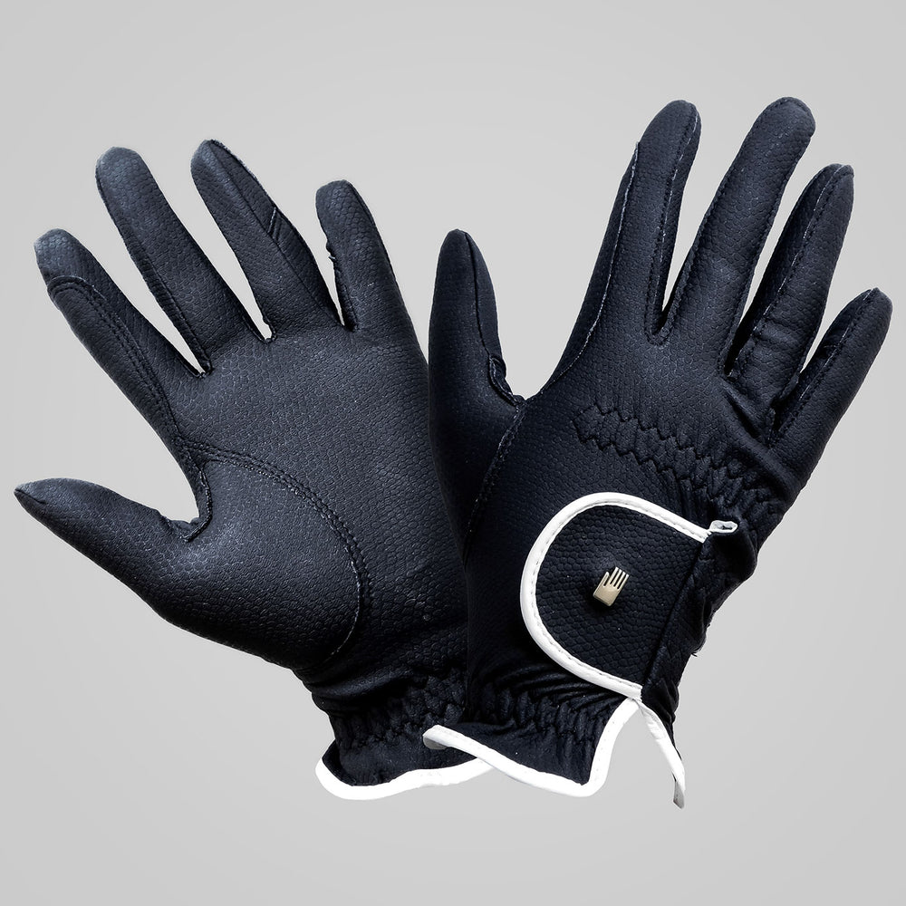 Roeckl Lona Two-Tone Riding Gloves | Black & White & Equiport Equestrian