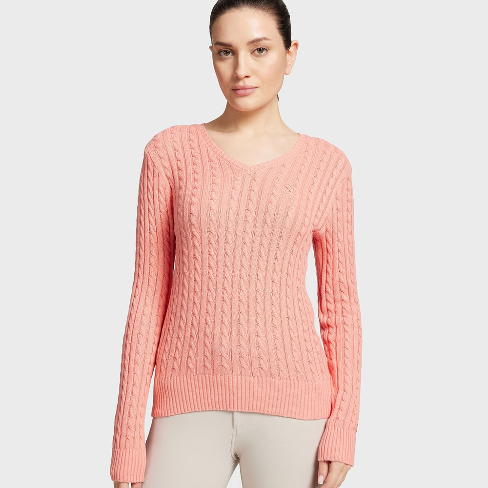 Samshield Lisa Twisted V-Neck Sweater | Light Pomelo & Equiport Equestrian