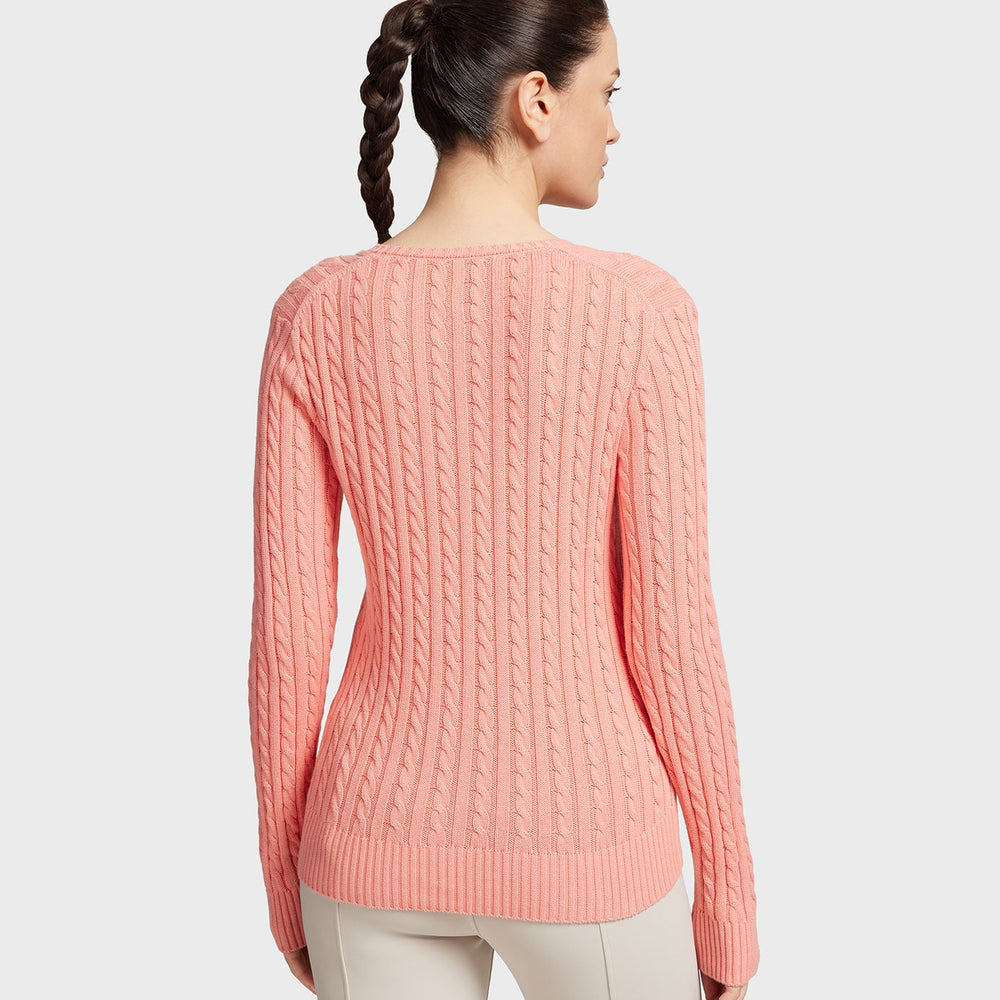 Samshield Lisa Twisted V-Neck Sweater | Light Pomelo & Equiport Equestrian